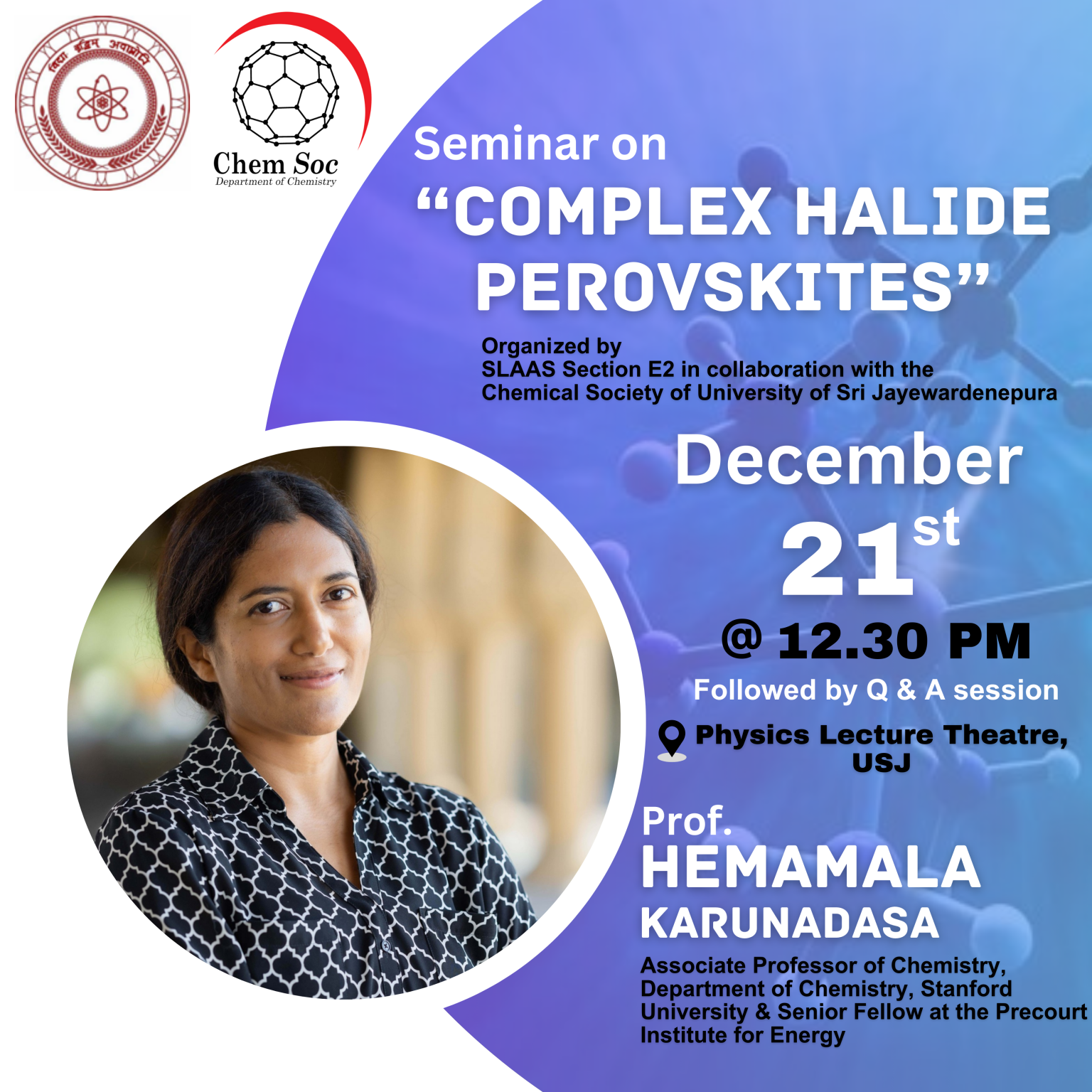 Seminar on “Complex Halide Perovskites” – Department of Chemistry