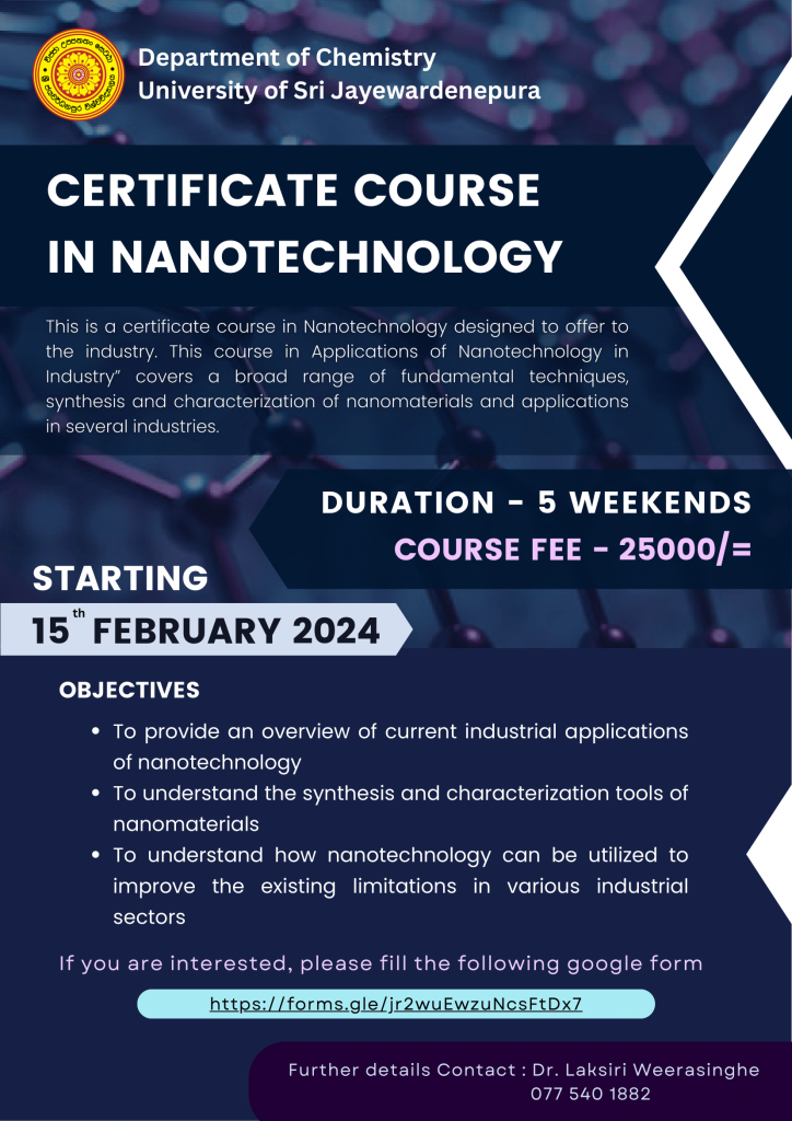 Certificate Course in Nanotechnology – Department of Chemistry