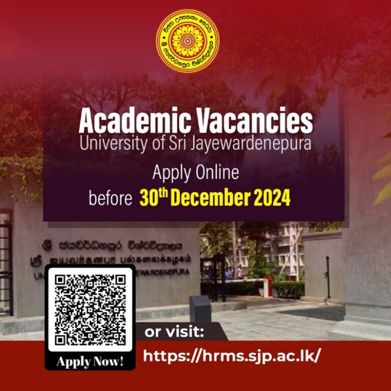 Academic Vacancies – DEPARTMENT OF PHYSICS, USJ – Department of Physics