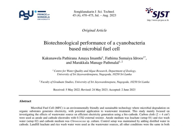Biotechnological performance of a cyanobacteria based microbial fuel ...